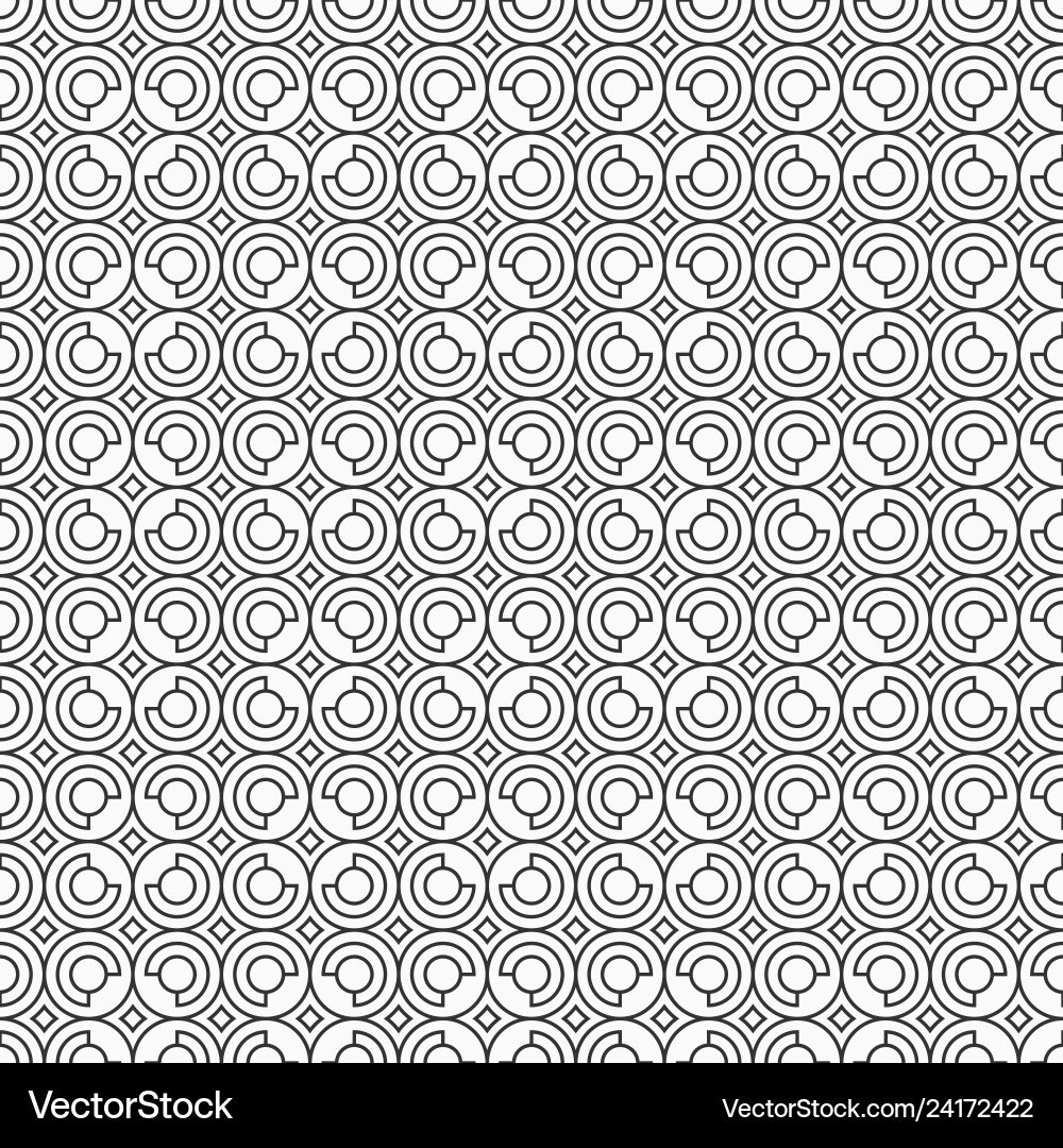 Abstract seamless pattern of circles and curved Vector Image