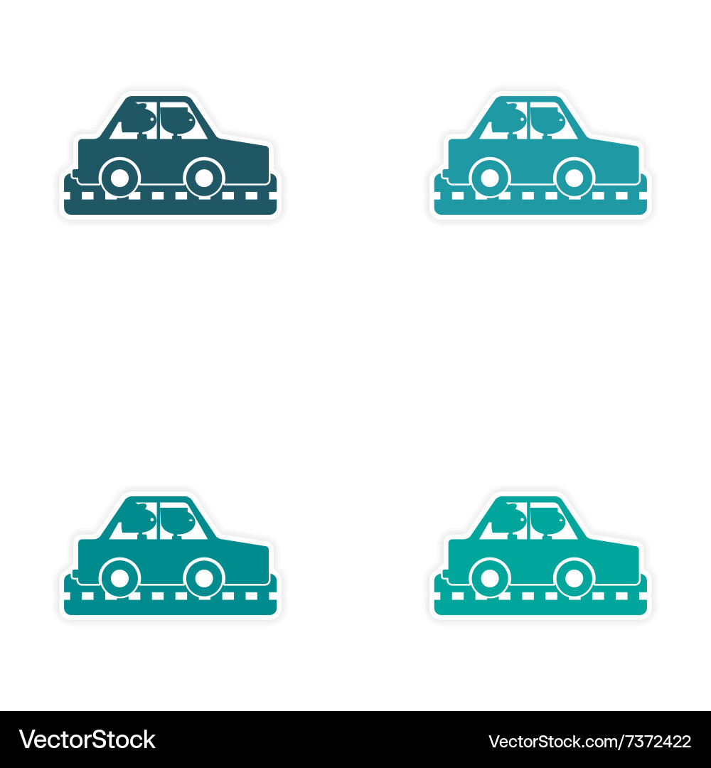 Assembly realistic sticker design on paper car Vector Image