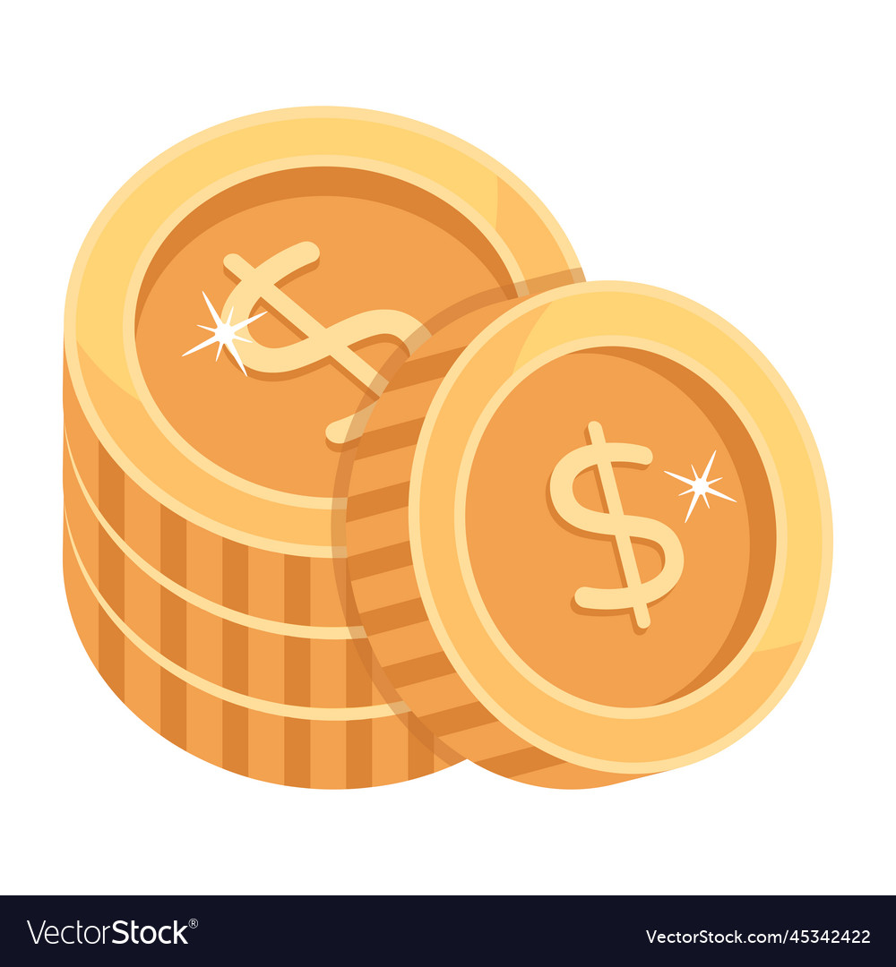 Coins stack Royalty Free Vector Image - VectorStock