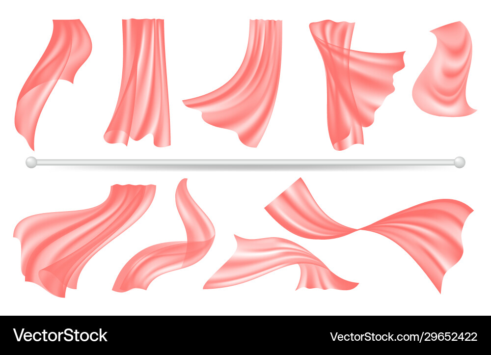Curtain rod and window textile decoration red Vector Image