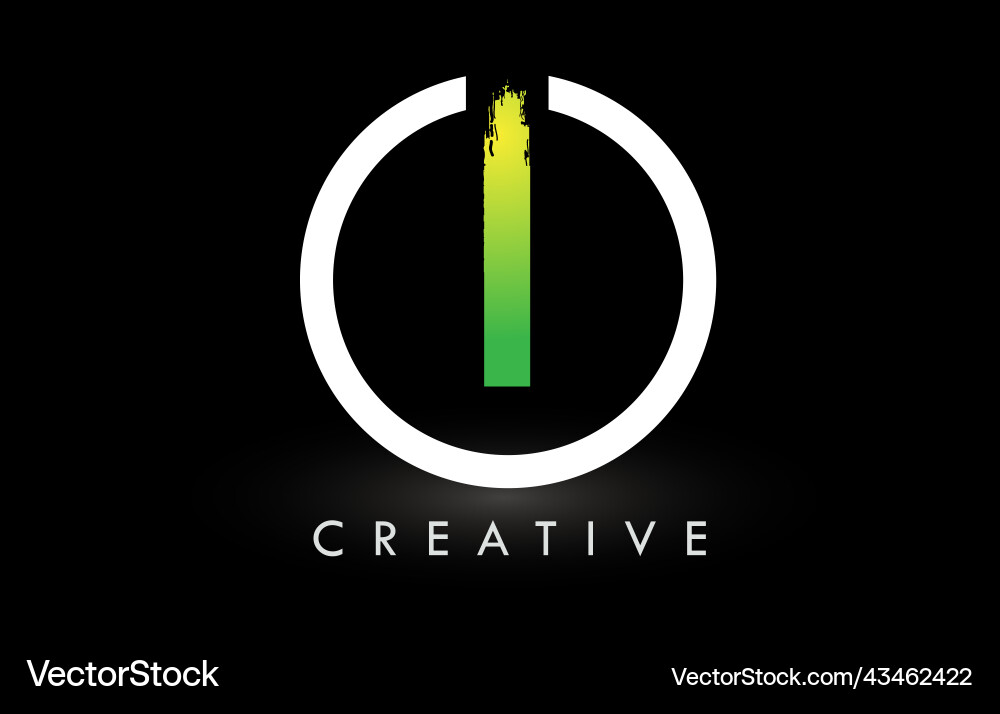 I green white brush letter logo design creative Vector Image