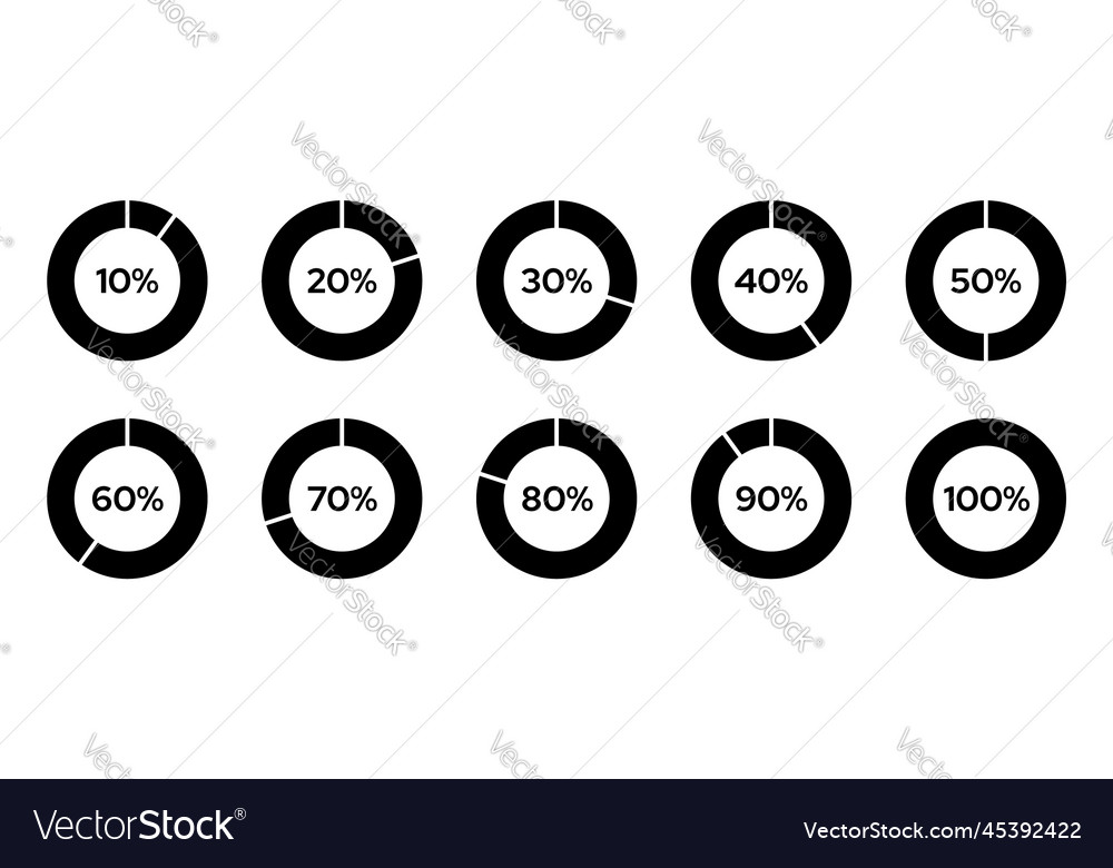 Icon set of circle percentage diagram progress Vector Image Icon set of circle percentage diagram progress Vector Image