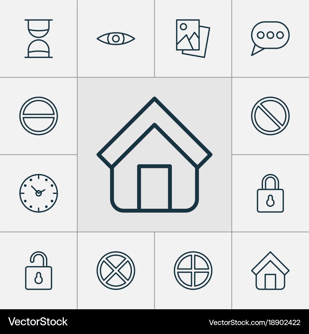 Internet icons set with time unlock exit Vector Image