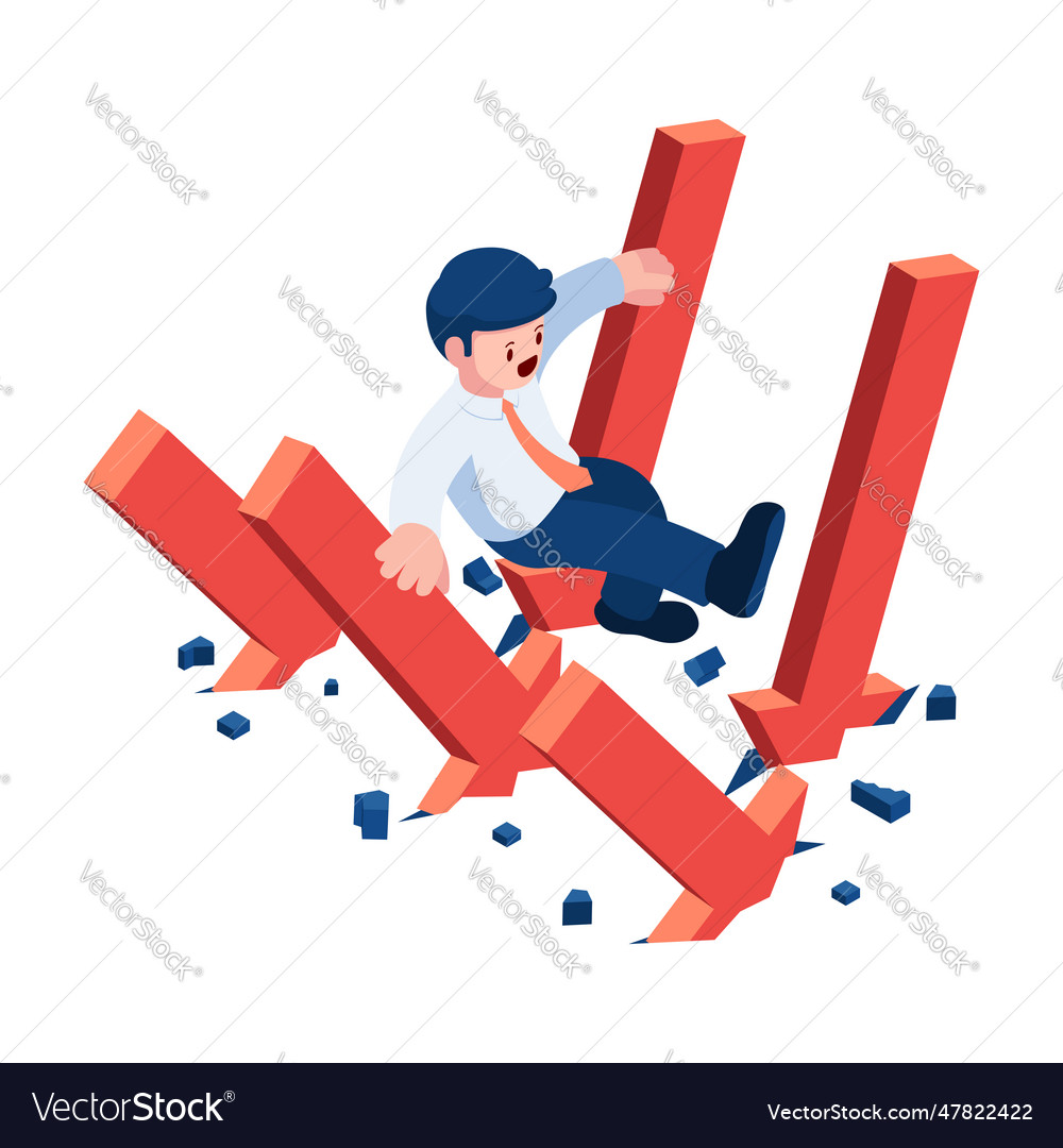 Isometric evading falling financial graph Vector Image Isometric evading falling financial graph Vector Image
