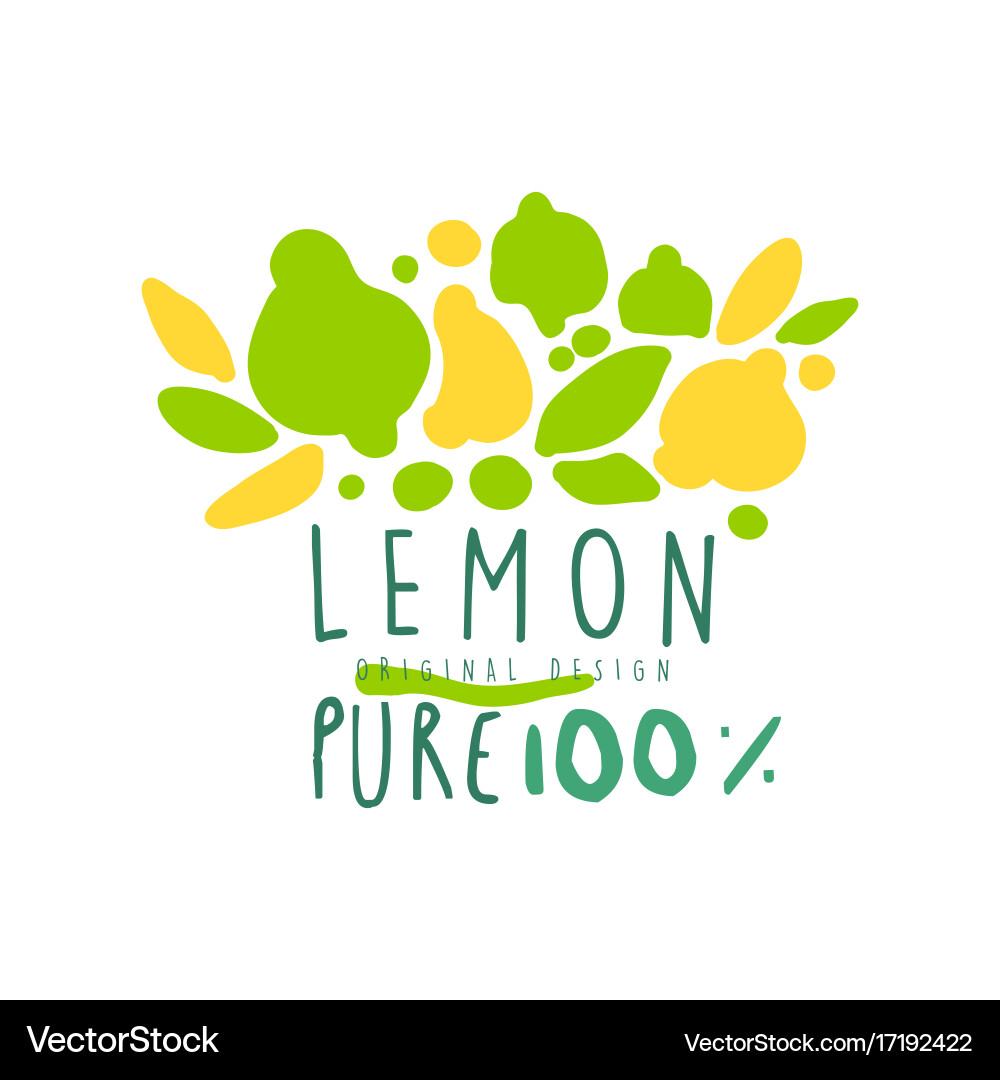 Lemon 100 percent logo template original design Vector Image