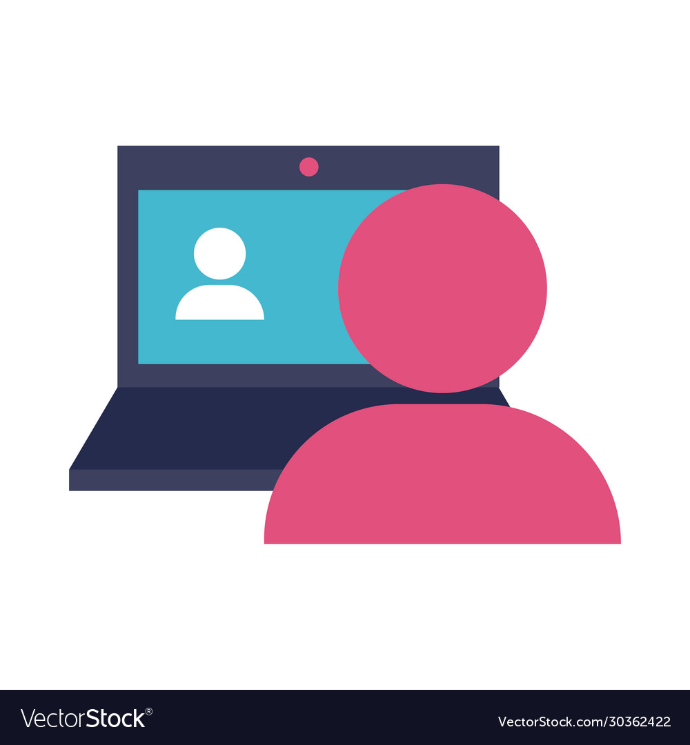 Man using laptop flat style Royalty Free Vector Image