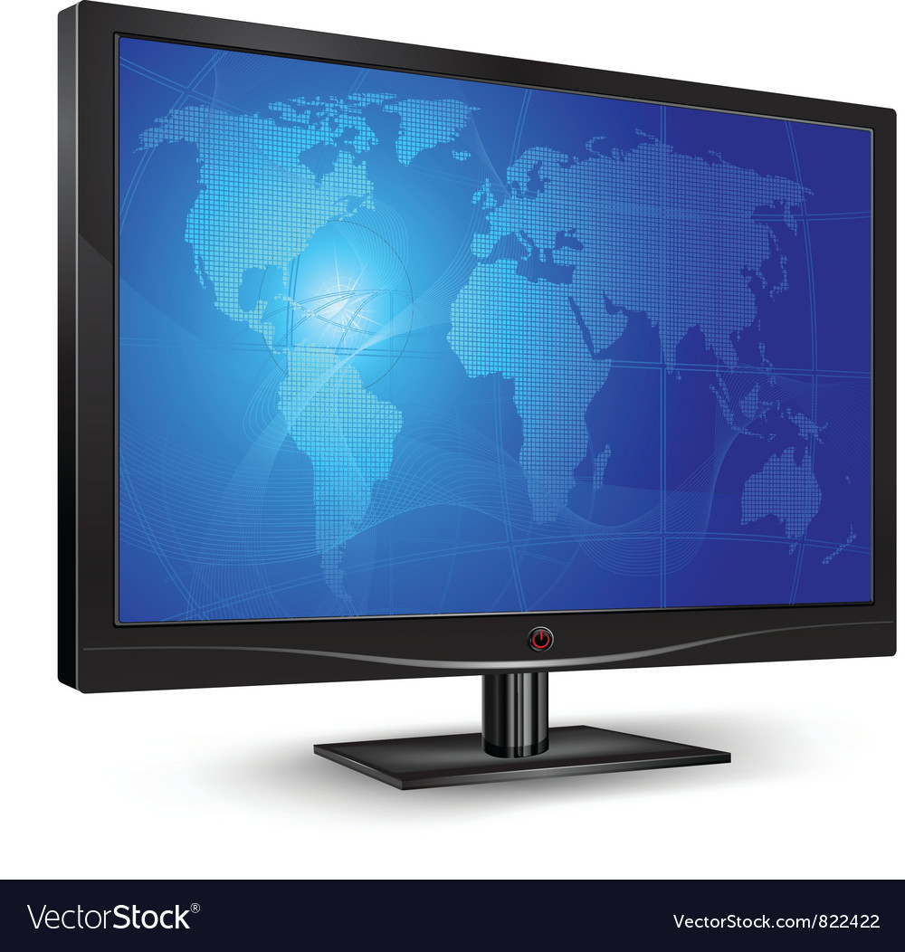 Monitor blue world map Royalty Free Vector Image