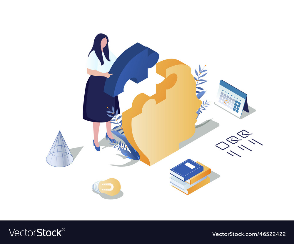 Self development concept 3d isometric web scene Vector Image Self development concept 3d isometric web scene Vector Image