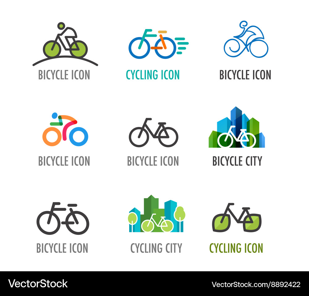 Set bicycle icons and symbols Royalty Free Vector Image