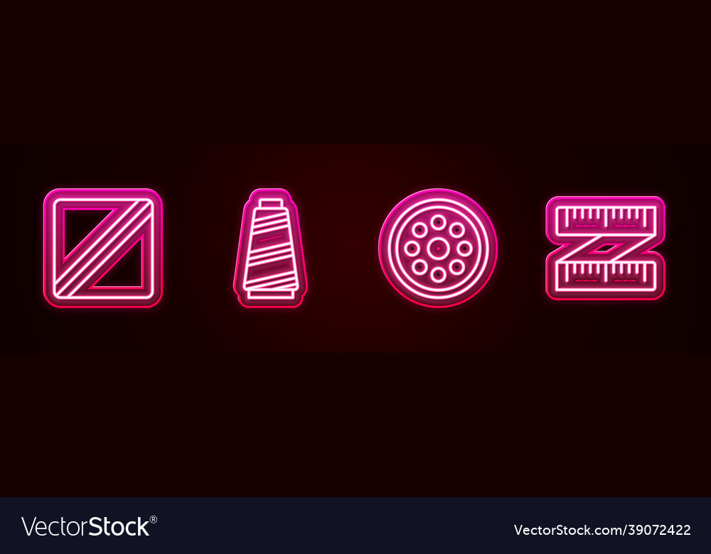 Set line sewing pattern thread button and tape Vector Image