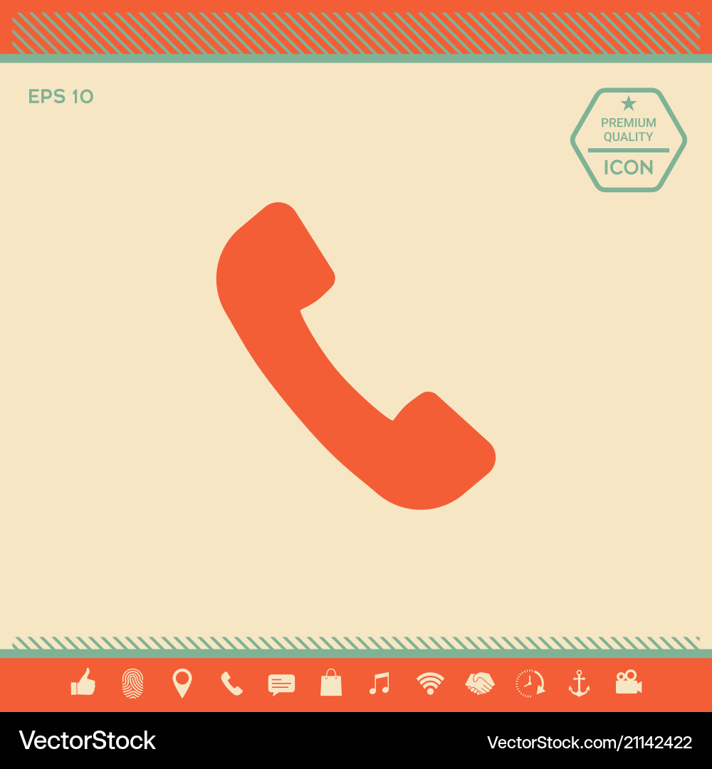Telephone handset symbol receiver icon Royalty Free Vector
