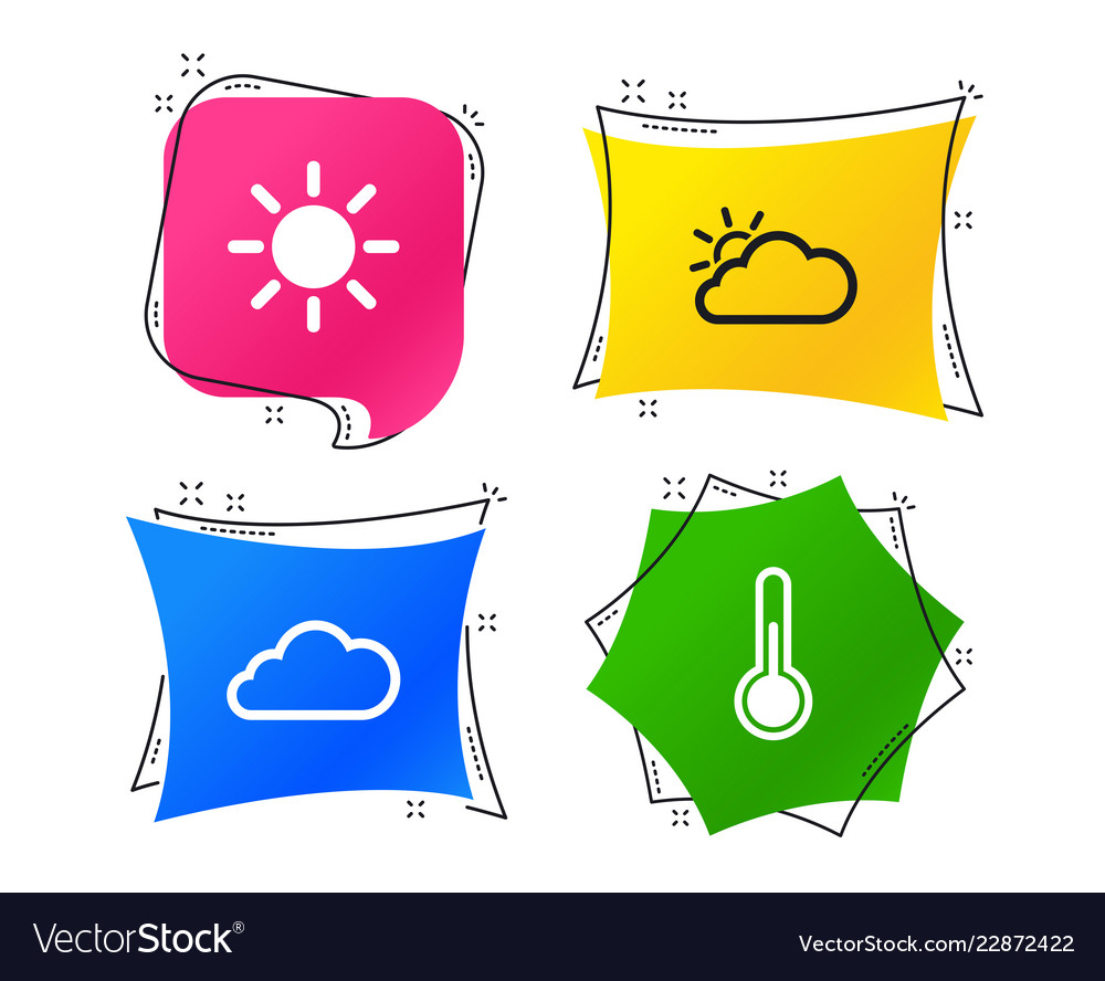 Weather icons cloud and sun temperature symbol Vector Image