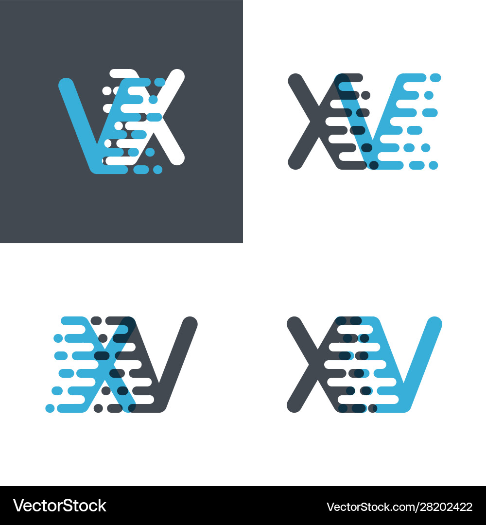 Xv letters logo with accent speed soft blue Vector Image