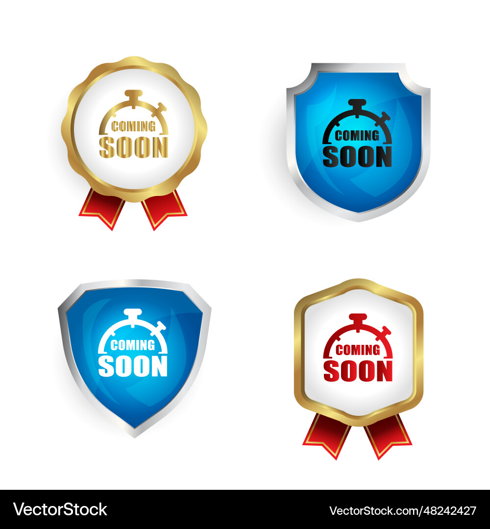 Abstract coming soon badge and label collection Vector Image
