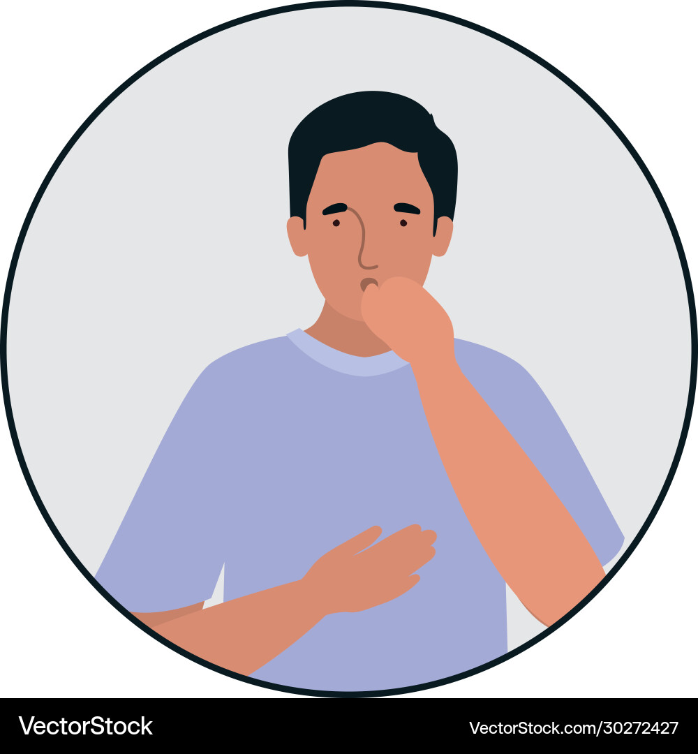 Avatar man with dry cough design Royalty Free Vector Image