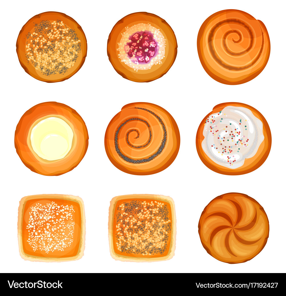 Bread rolls round loaves set with sesame sugar Vector Image
