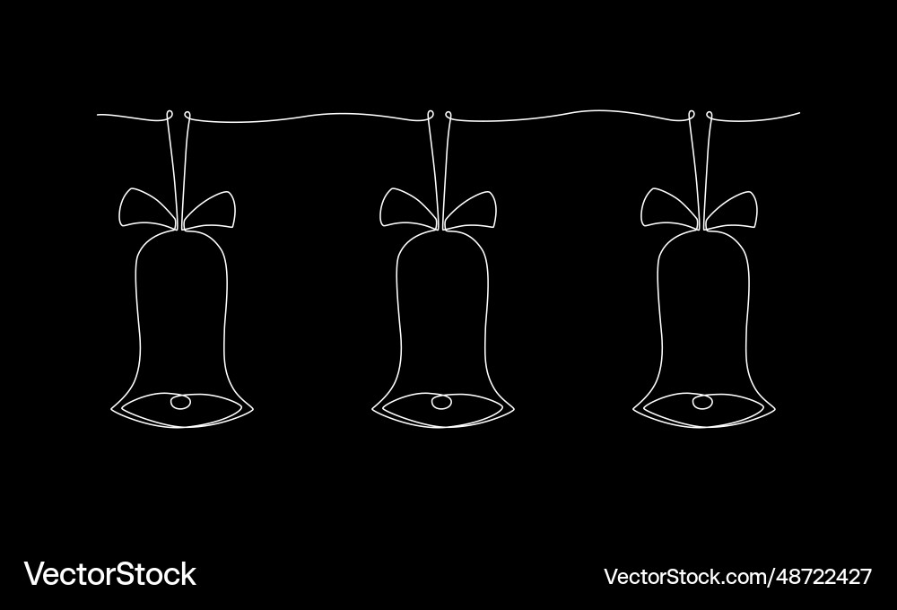 Christmas jingle bells hand draw one single line Vector Image