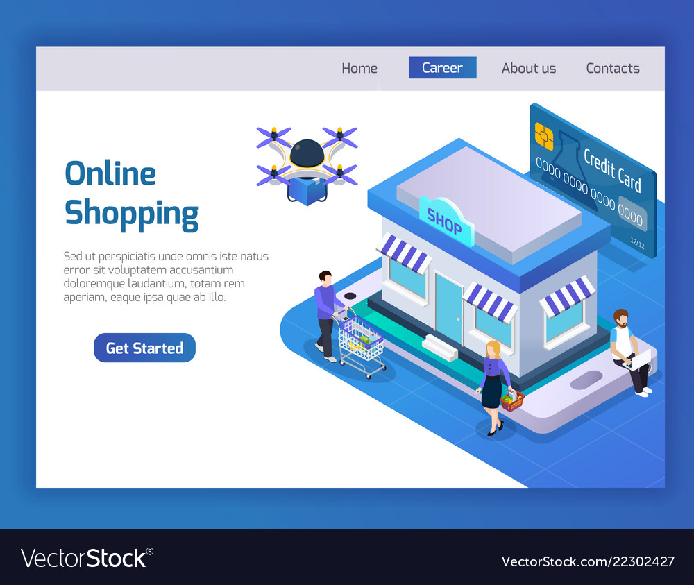E-commerce isometric composition Royalty Free Vector Image