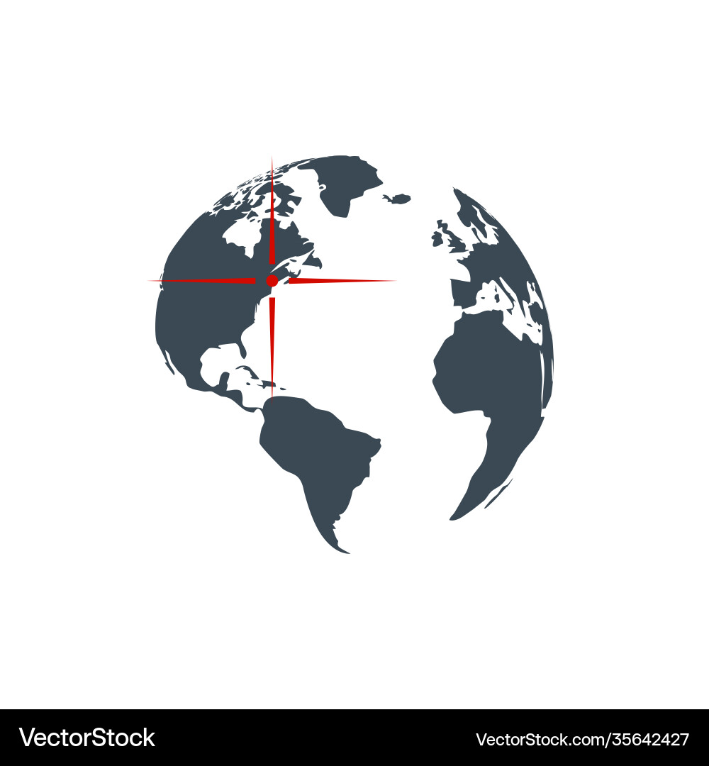 Earth icon with a red label on white Royalty Free Vector