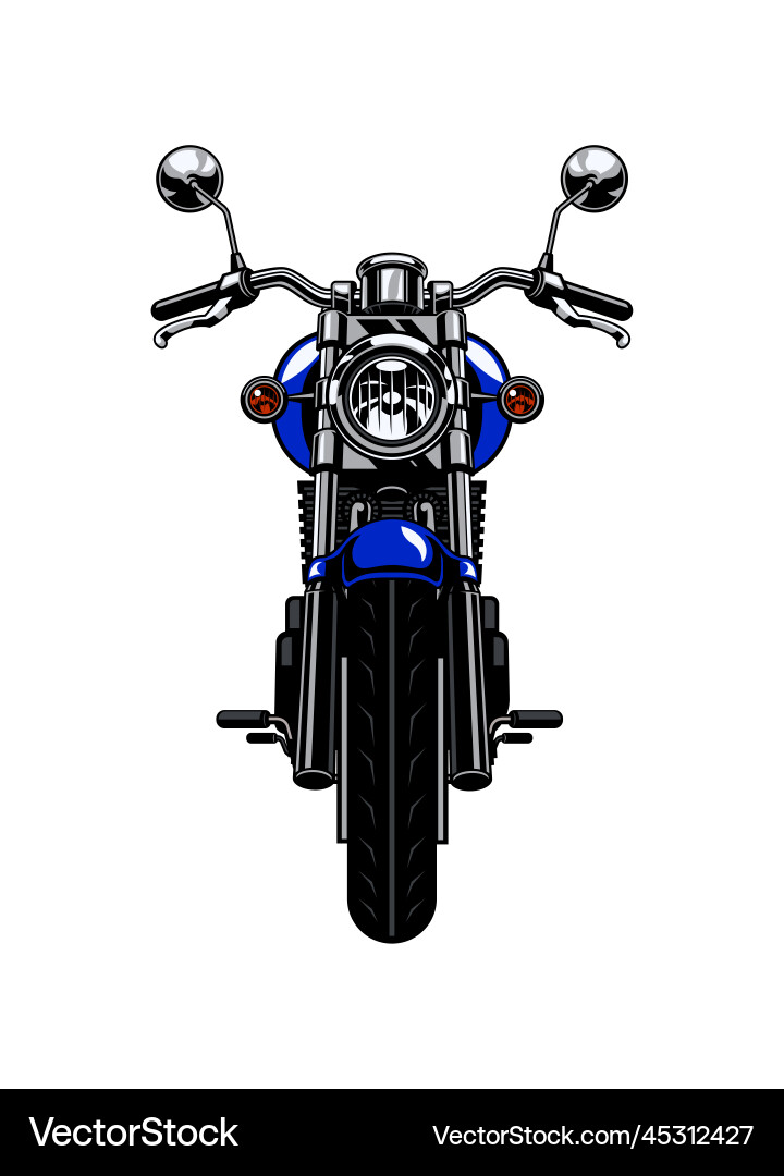 Front side view of retro motorcycle Royalty Free Vector