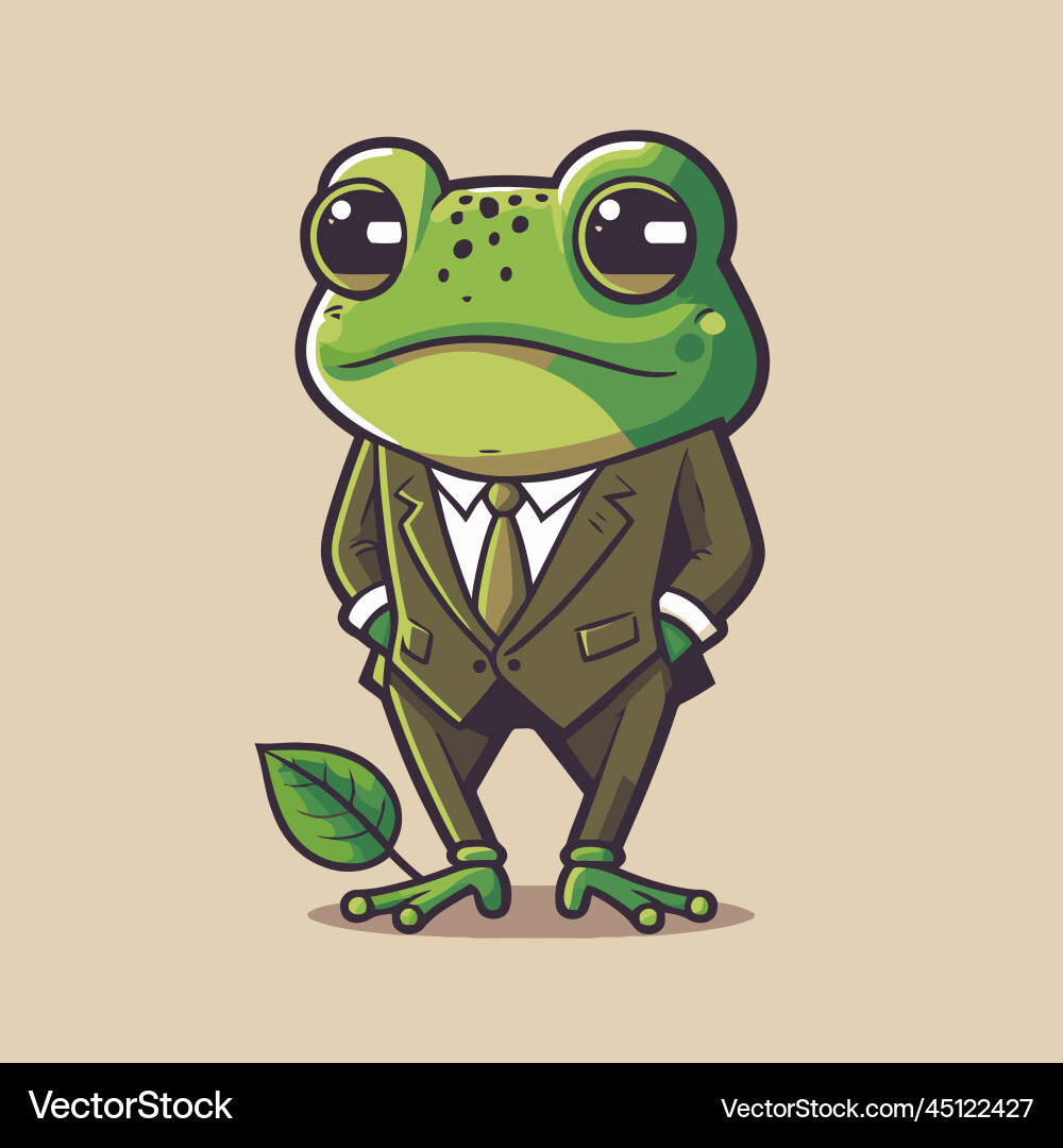 Green frog character logo mascot design Royalty Free Vector