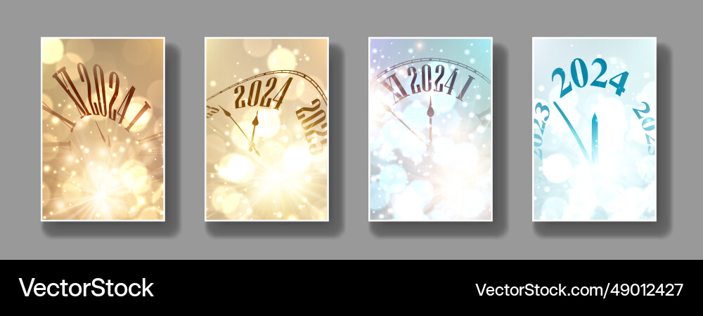 Happy new year 2024 countdown clock on golden Vector Image