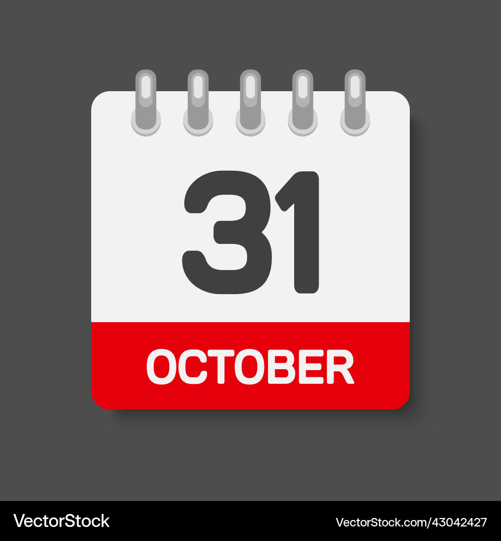 Icon page calendar day 31 october template date Vector Image