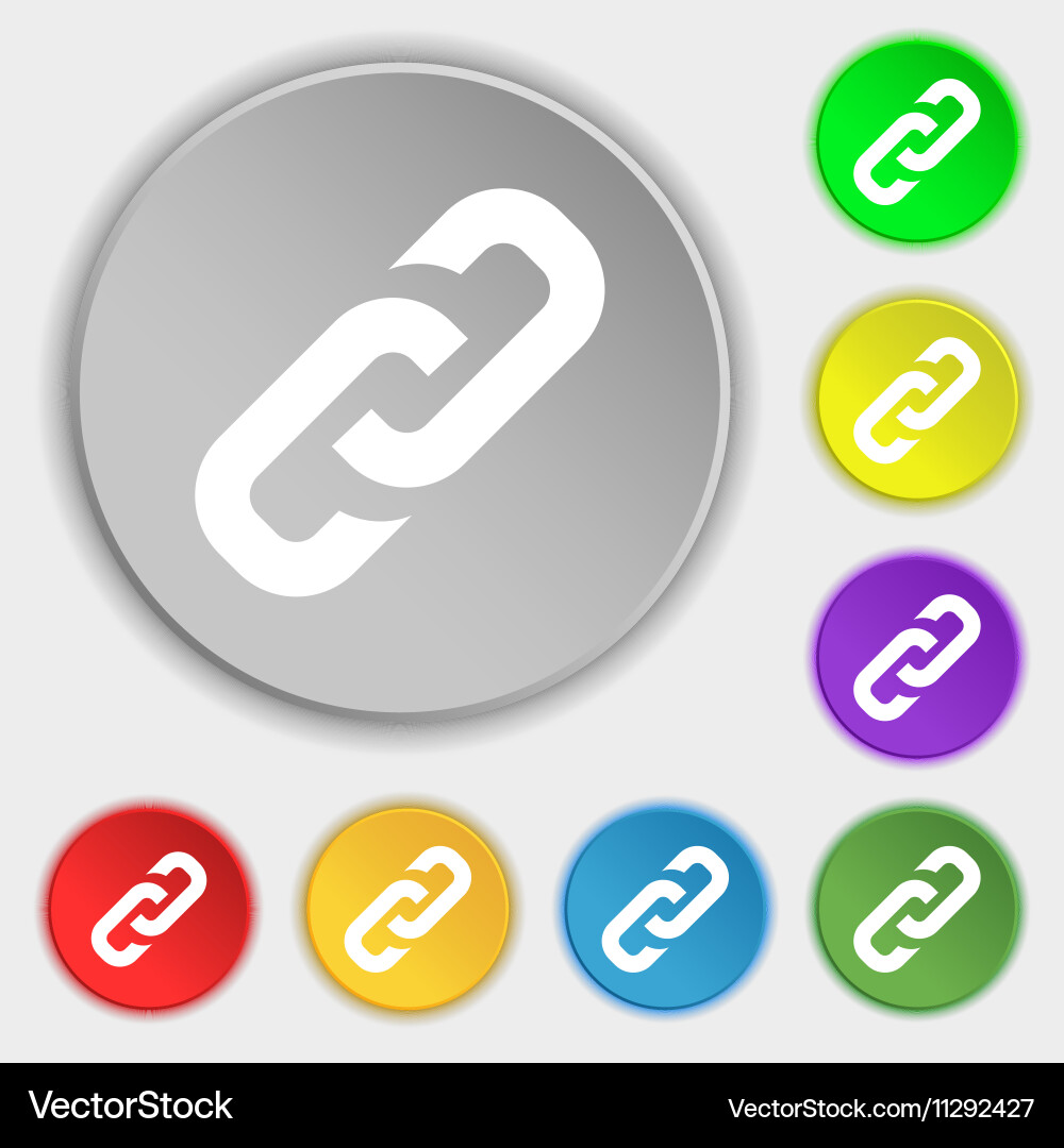 Link icon sign symbol on eight flat buttons Vector Image