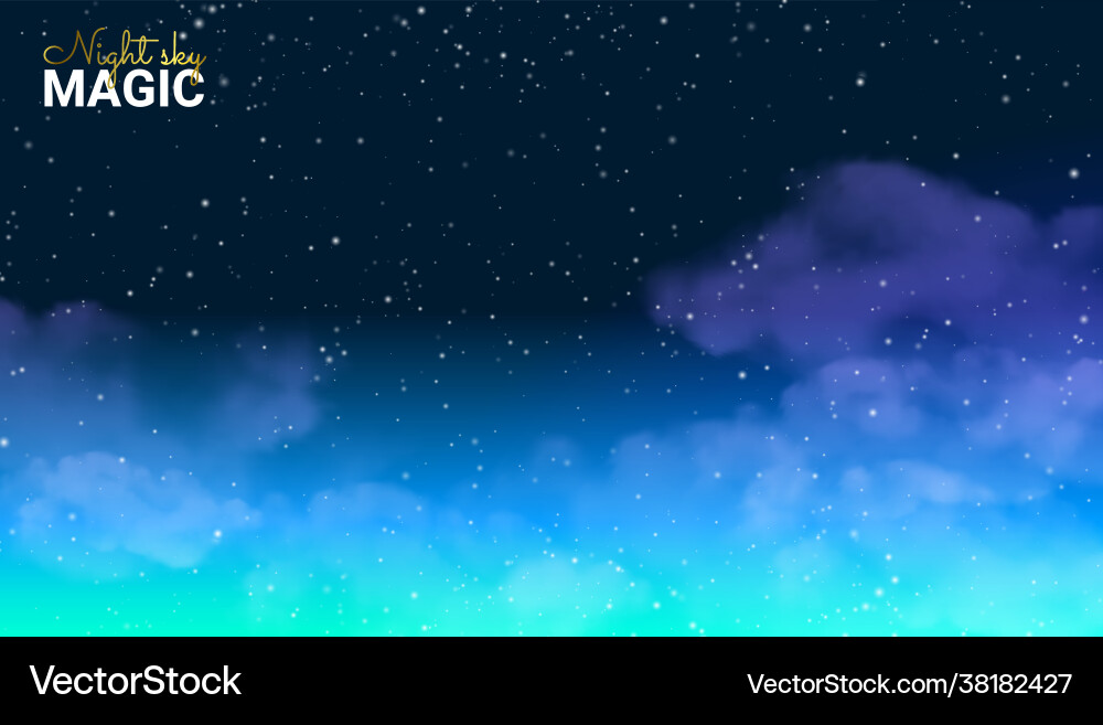 Magic night sky blue space fairy dust infinity Vector Image
