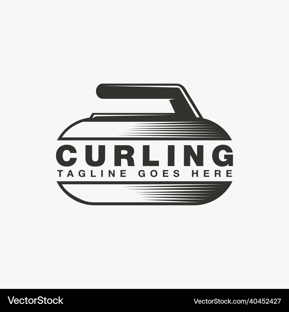 Simple curling logo sport with stone Royalty Free Vector