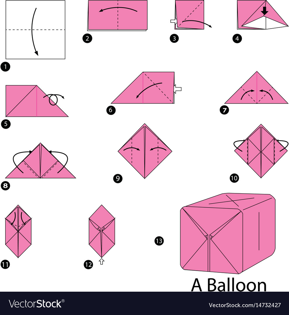 Step step instructions how to make origami Vector Image