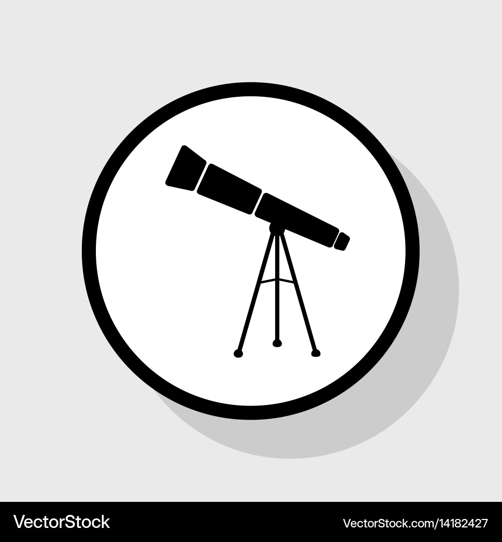 Telescope simple sign flat black icon Royalty Free Vector