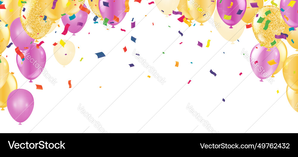 Celebration background with balloons and confetti Vector Image