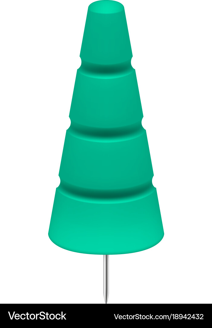 Cyan push pin in shape of tree Royalty Free Vector Image