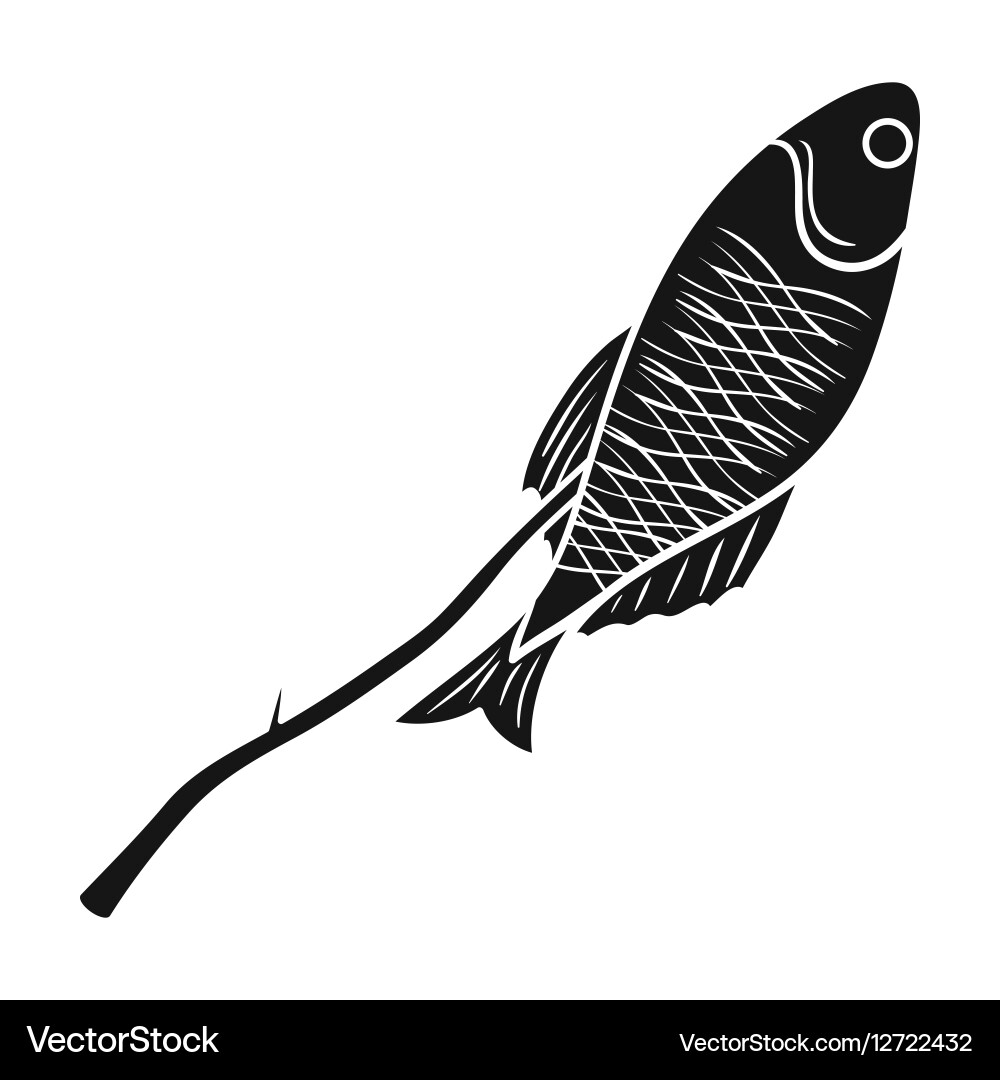 Fried fish icon in black style isolated on white Vector Image