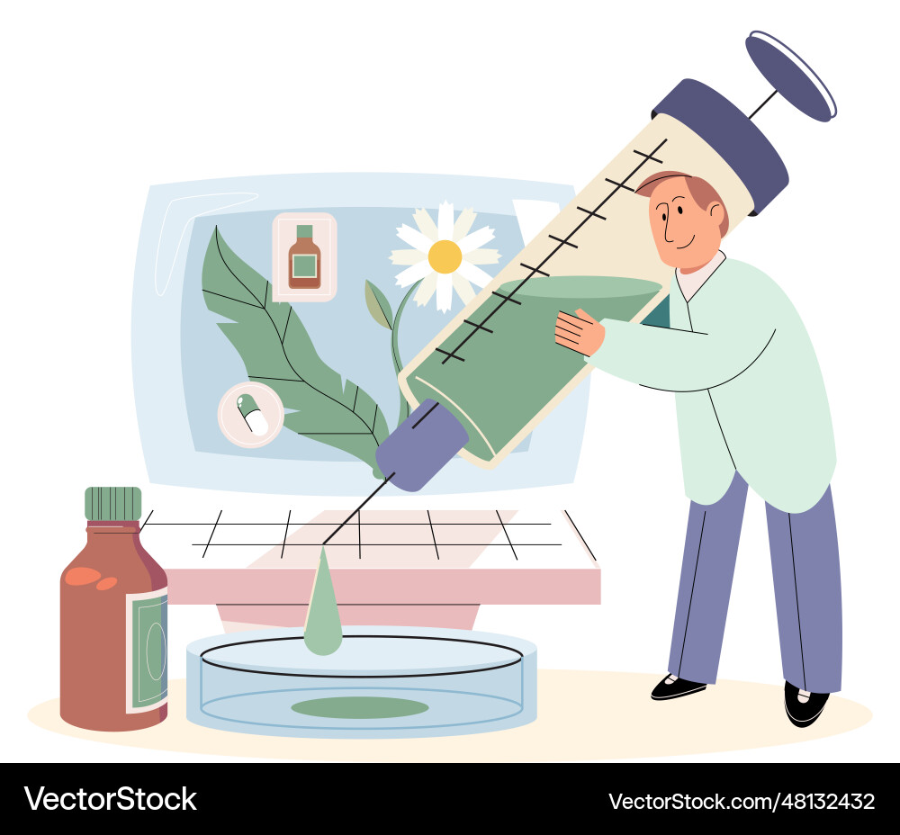 Homeopathic herbal medicine alternative treatment Vector Image