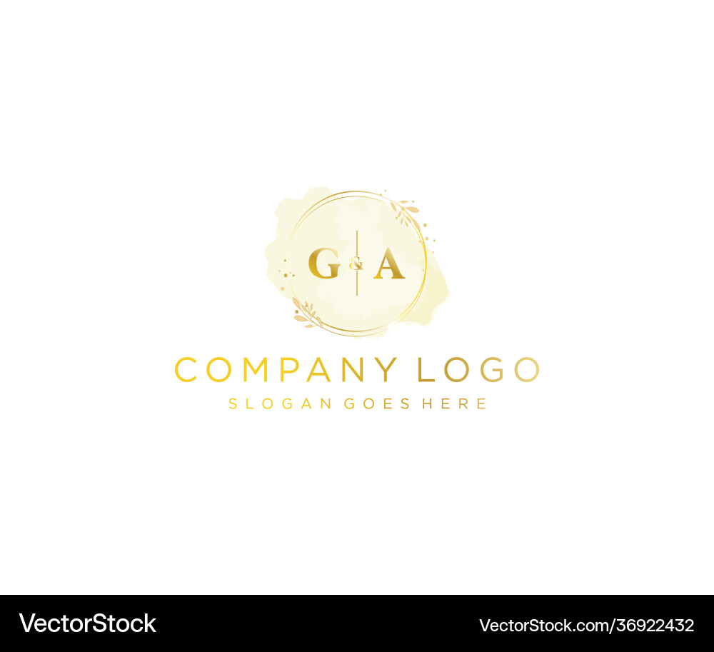 Initial ga letters colorful watercolor splash Vector Image