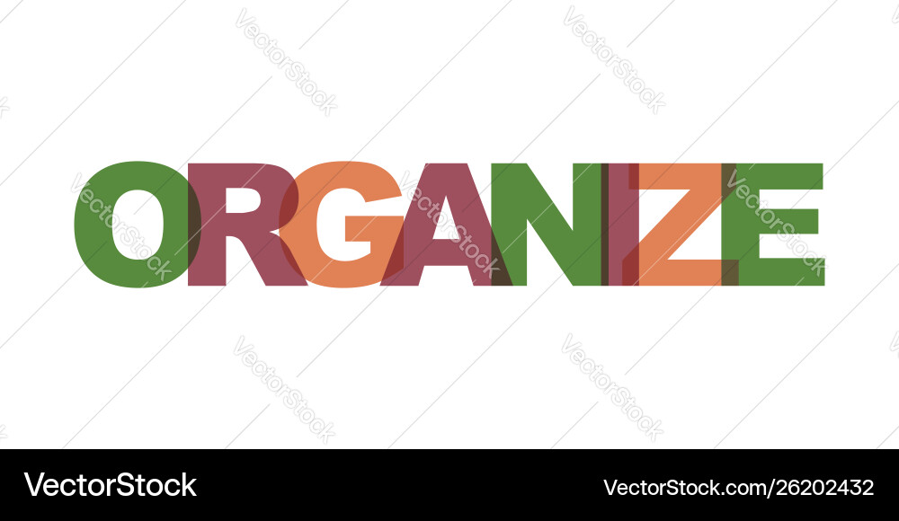 Organize business card text modern lettering Vector Image