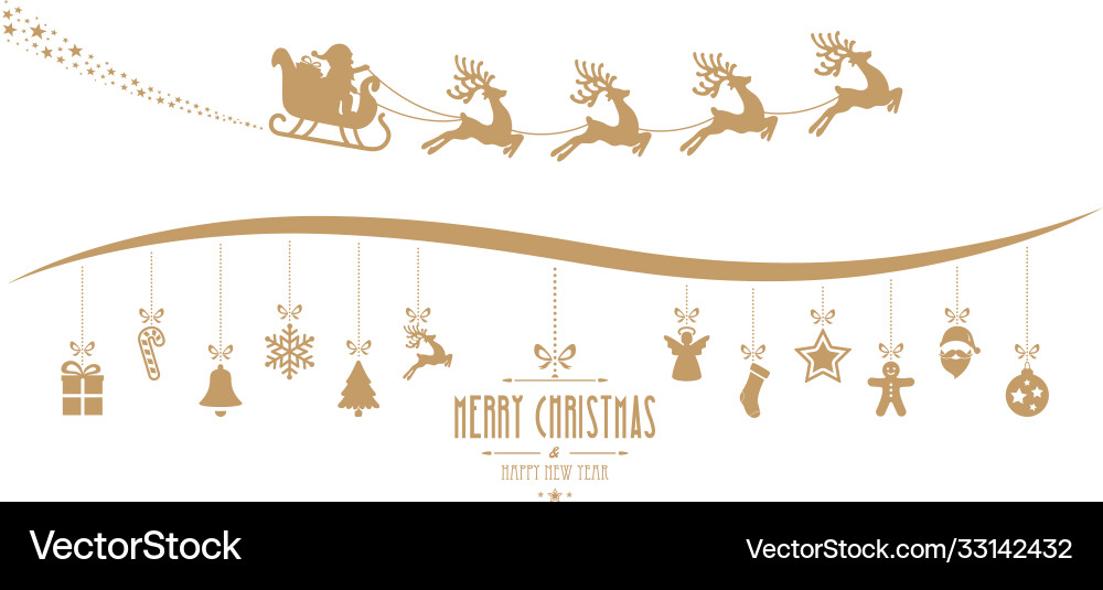 Santa claus sleigh christmas elements hanging Vector Image