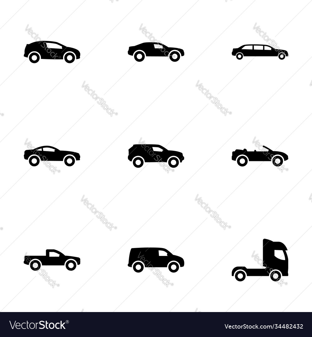 Set simple icons on a theme car Royalty Free Vector Image