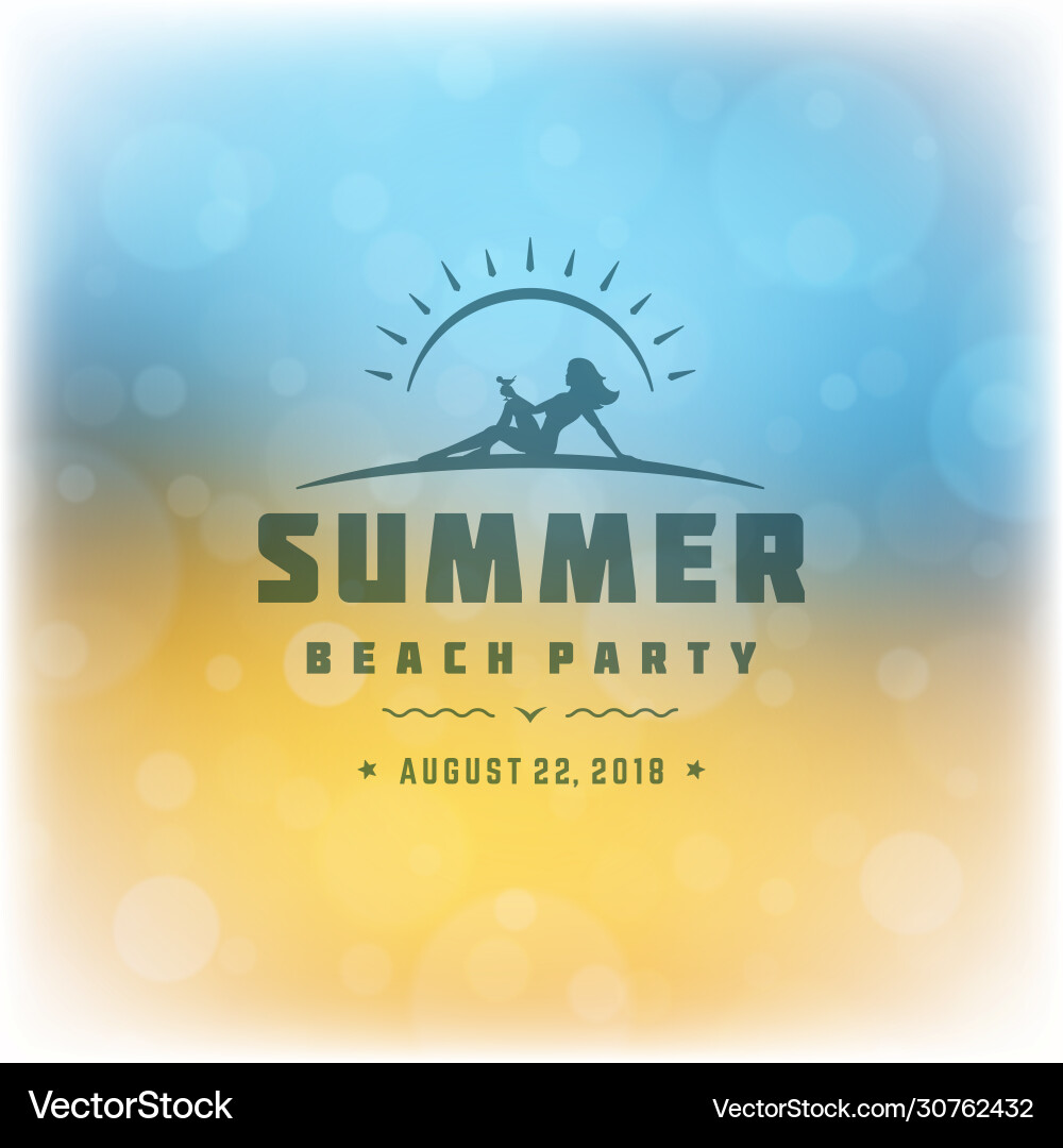 Summer beach party label or badge typography Vector Image