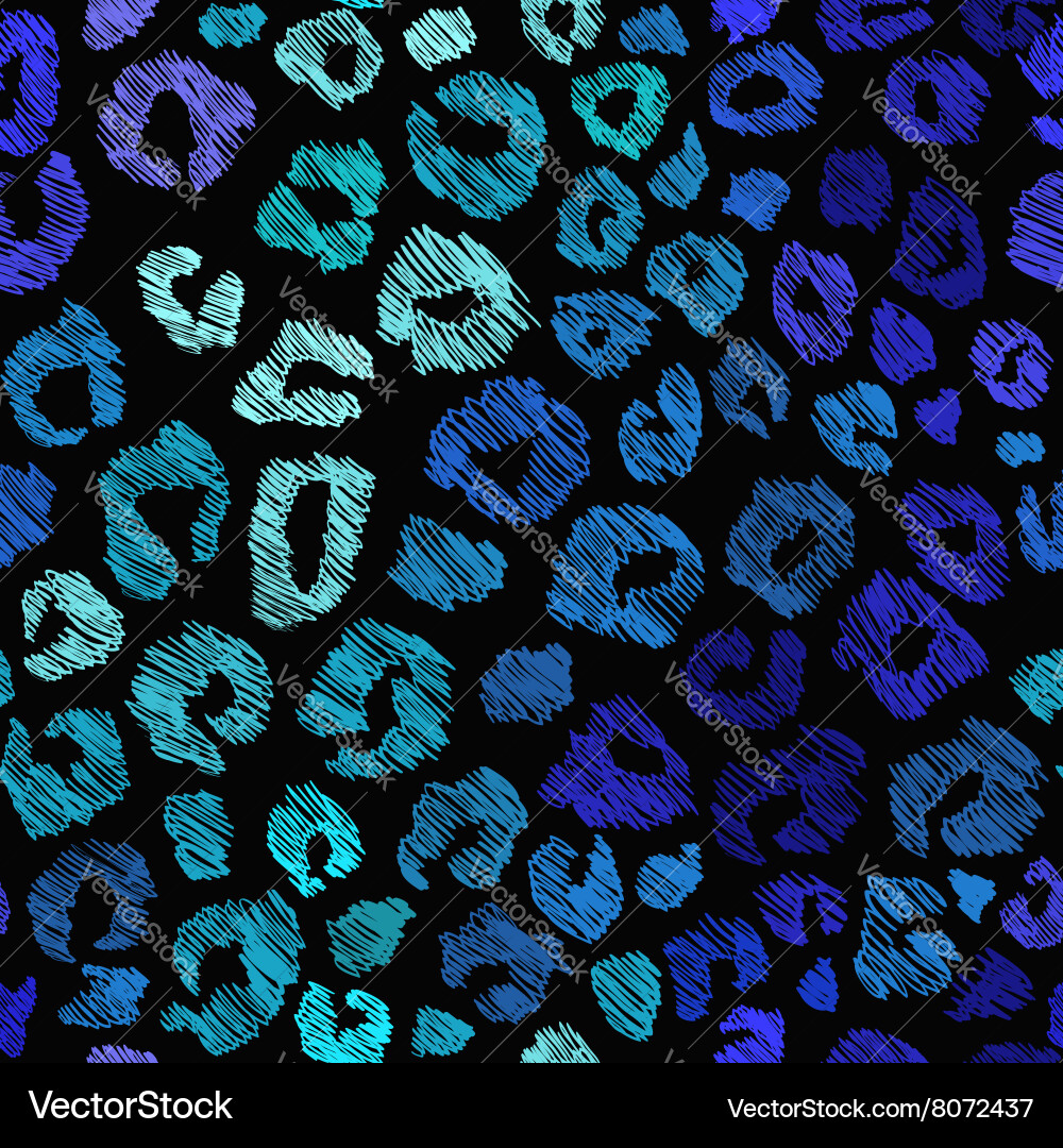 Blue and black seamless pattern of leopard skin Vector Image