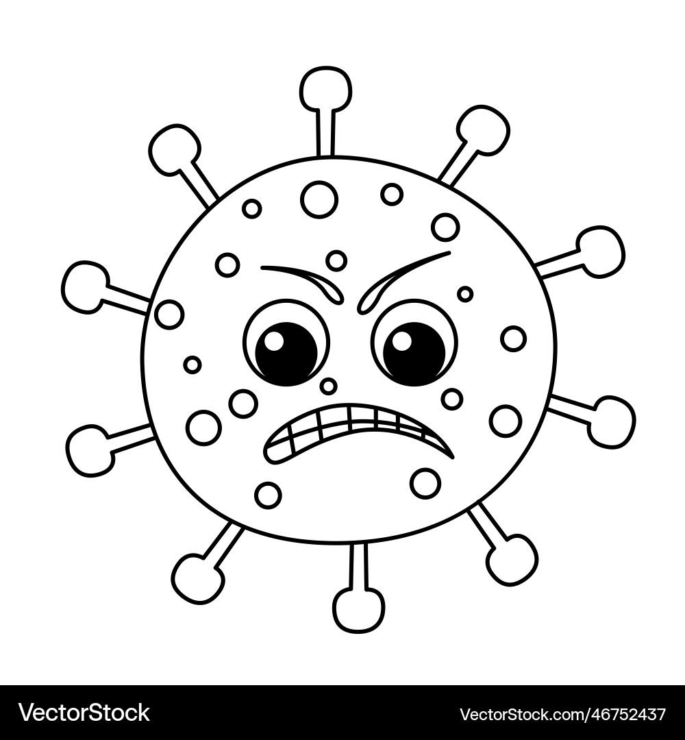 Corona virus cartoon coloring page Royalty Free Vector Image