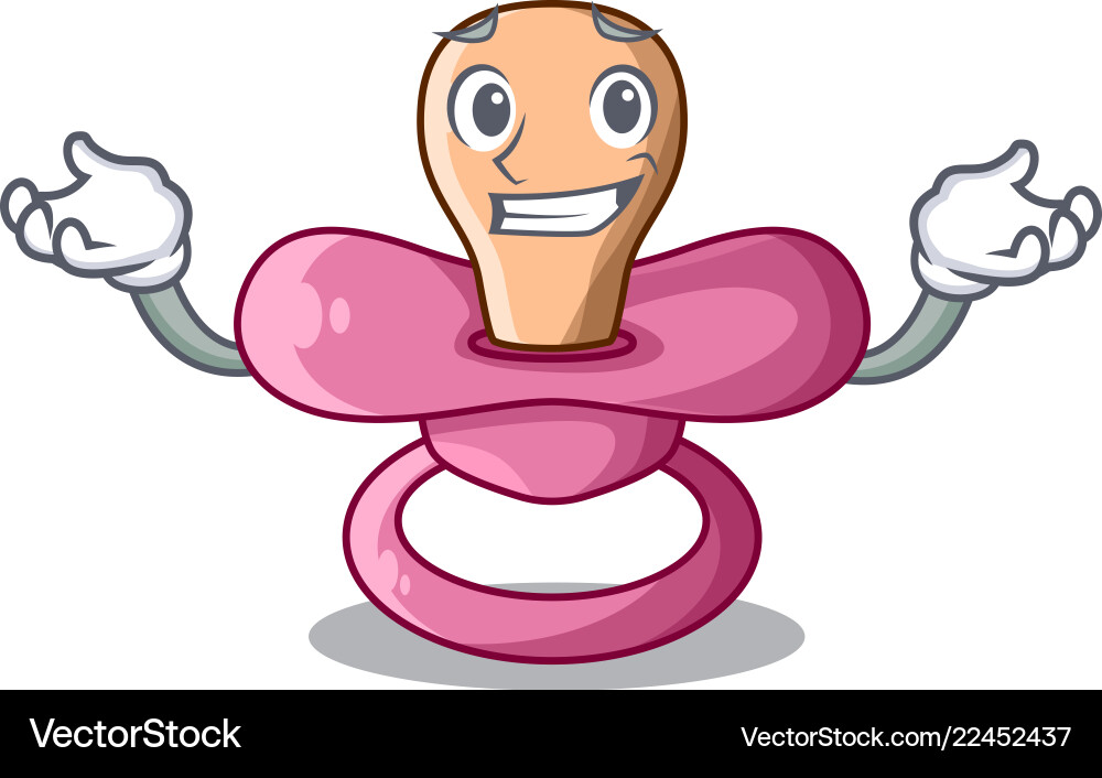 Grinning newborn is sucking a pacifier cartoon Vector Image