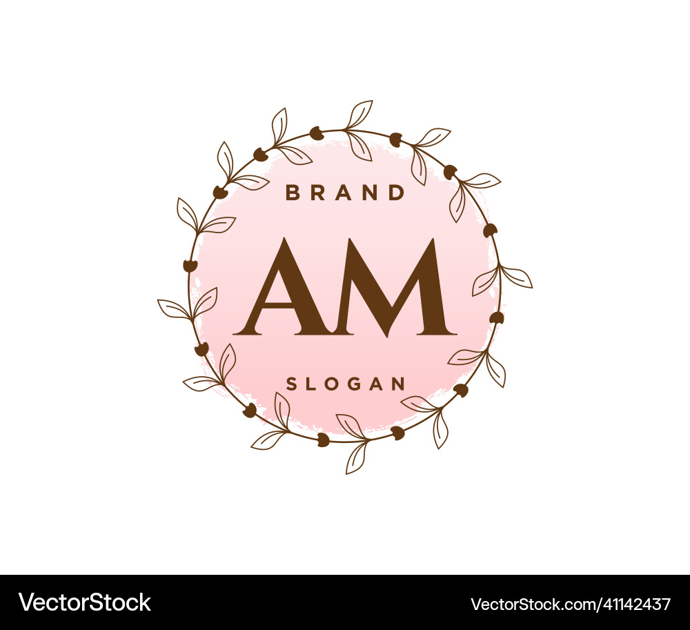 Initial am feminine logo usable for nature salon Vector Image