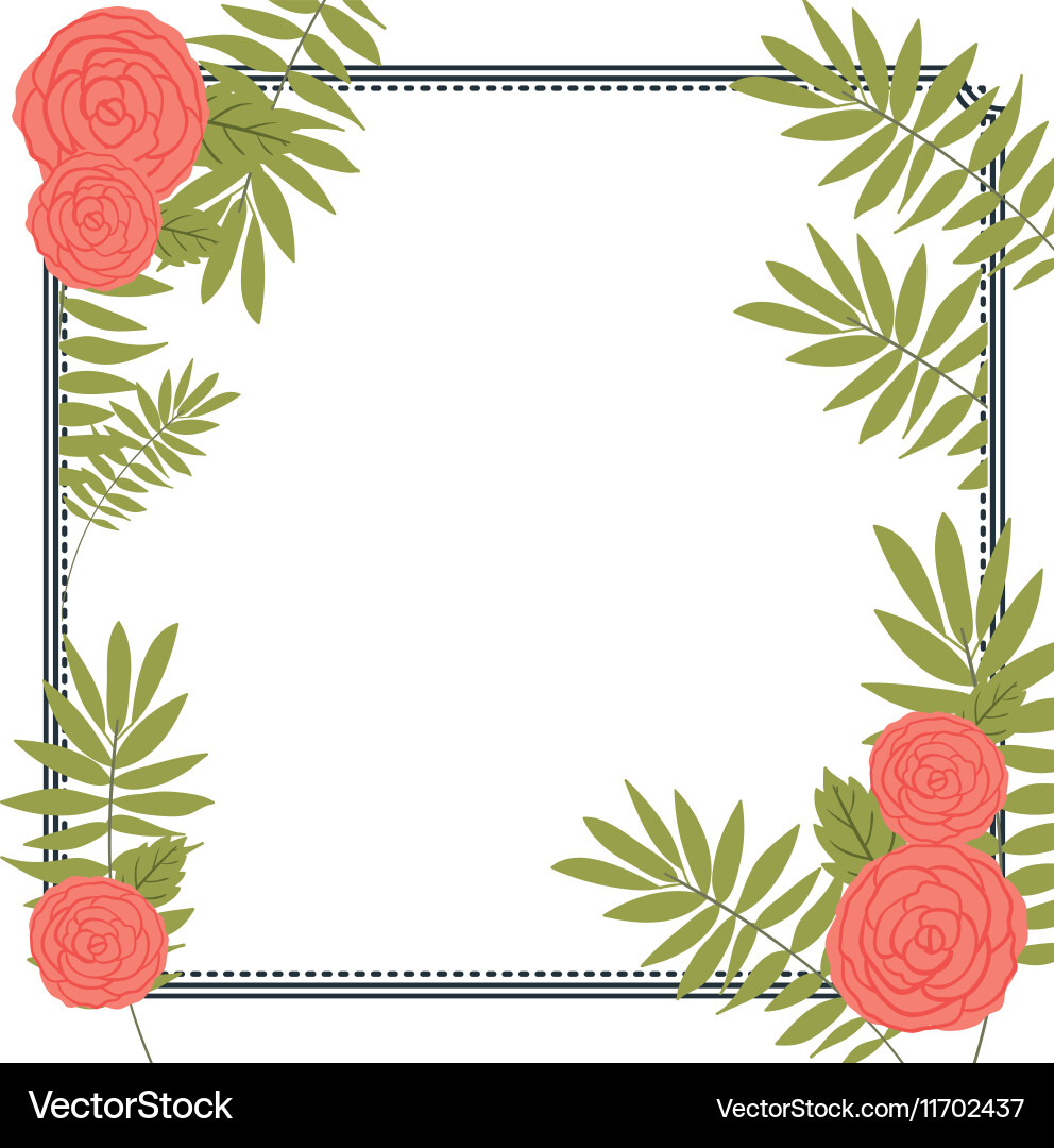 Isolated flowers and leaves frame design Vector Image