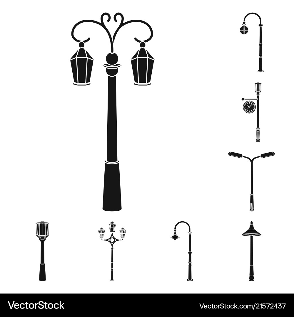 Lamp post black icons in set collection for design