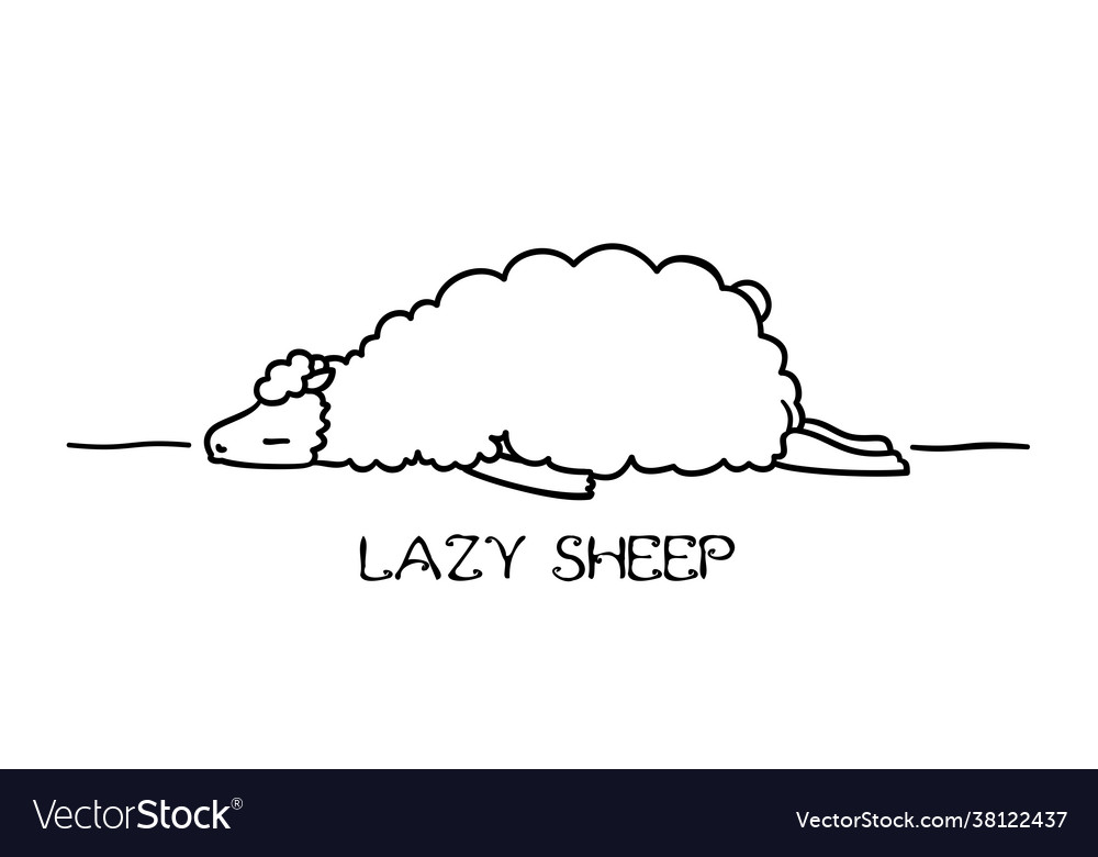 Lazy sheep cartoon sketch Royalty Free Vector Image