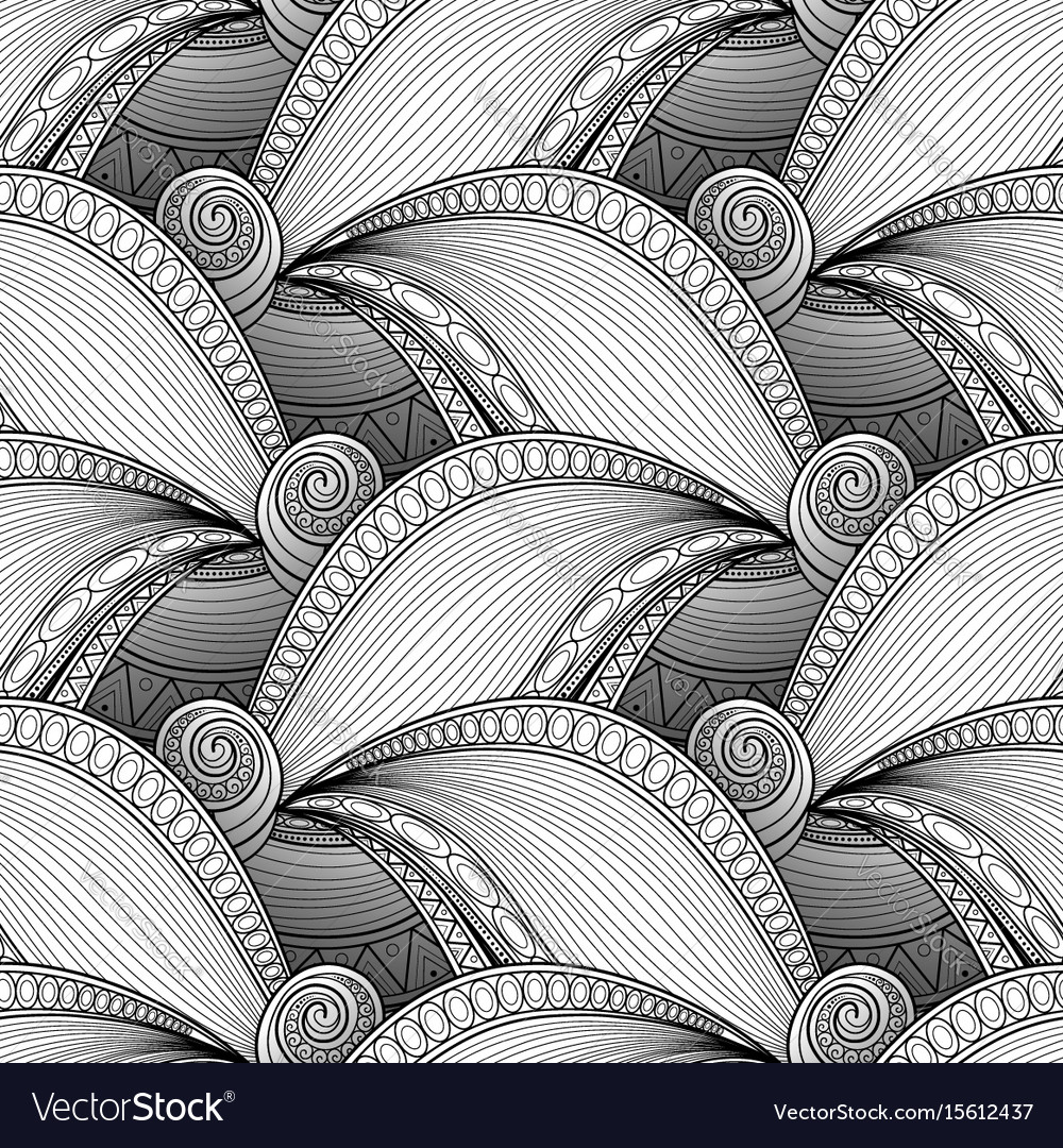 Monochrome wave seamless pattern Royalty Free Vector Image