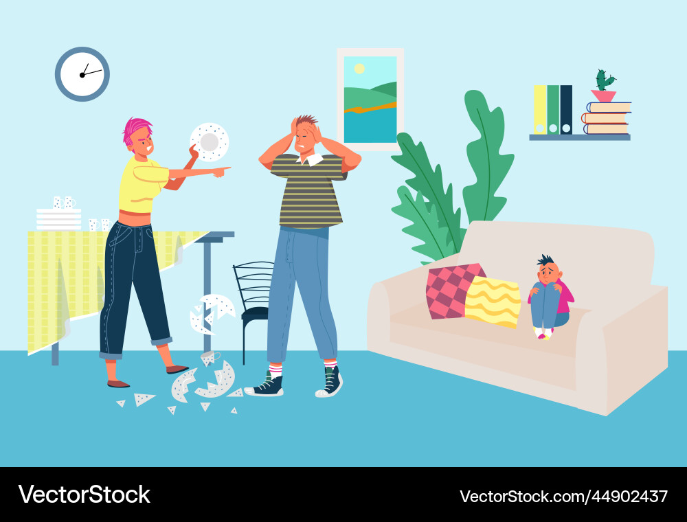Social family problem parent argue little Vector Image